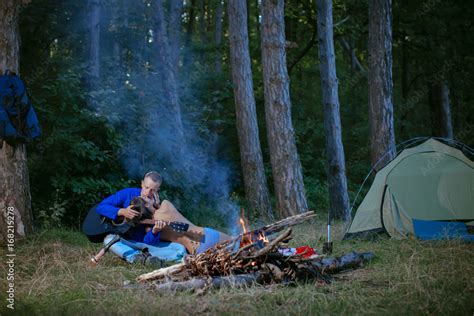 Camping Sexy Couple Passionate Couple Kissing Boy And Girl Having