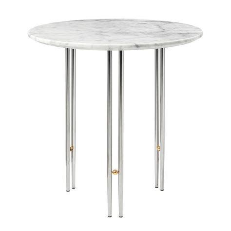 GUBI Tavolino IOI 50 Cm Cromo Marmo Bianco Finnish Design Shop