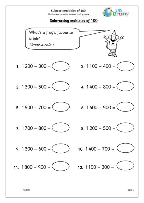 Subtract Multiples Of 100 Subtraction Maths Worksheets For Year 3