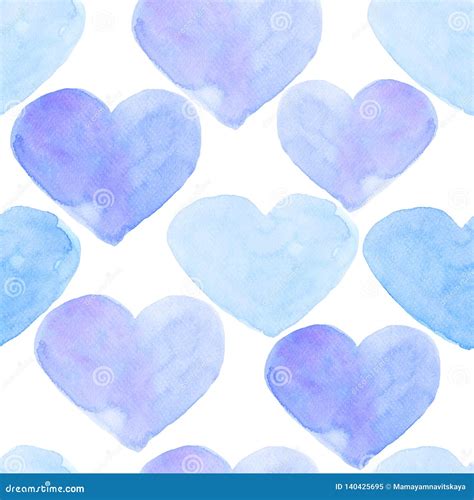 Watercolor Hearts Seamless Backgroundblue Watercolor Heart Pattern