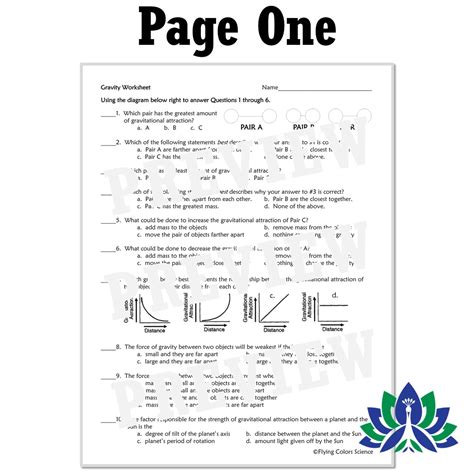 Gravity And Gravitational Interactions Worksheet Flying Colors Science