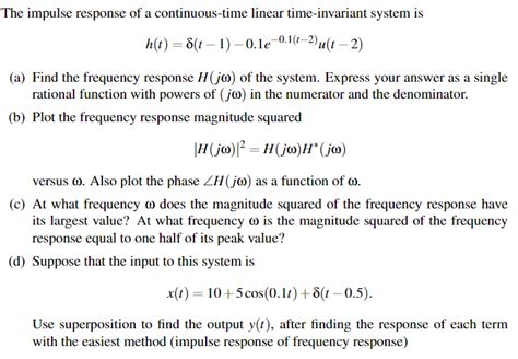 solved the impulse response of a continuous time linear