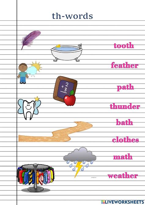 Kindergarten Phonics Th Mr Gregs English Cloud Worksheets Library