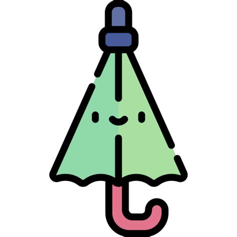 Icono De Paraguas Kawaii Lineal Color