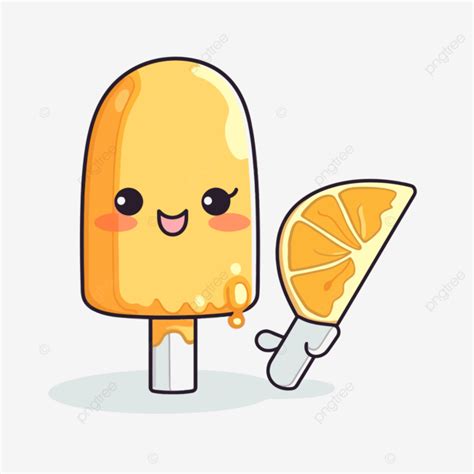 Creamsicle 클립 아트 귀여운 아이스 팝 만화 앞에 오렌지 한 조각이있다 벡터 크림시클 클립 아트 만화 Png 일러스트 및 벡터 에 대한 무료 다운로드