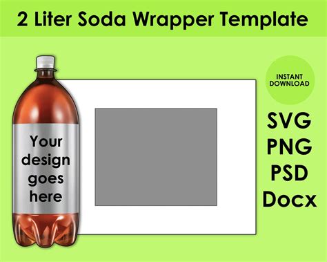 2 Liter Soda Wrapper Template 8 5x11 Sheet Svg Png Psd And Docx Etsy