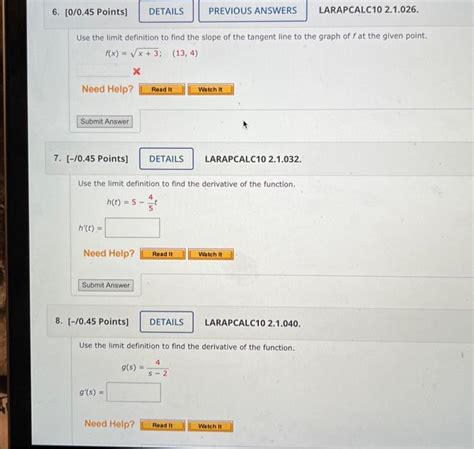 solved use the limit definition to find the slope of the