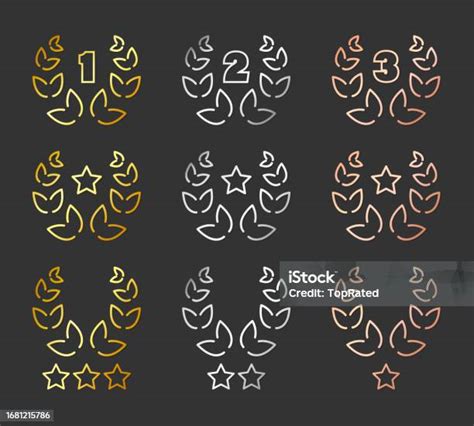 금 은 동메달 화환 메달과 별이 1 위 2 위 및 3 위 수상자 아이콘 벡터 Eps 10 3 명에 대한 스톡 벡터 아트 및 기타 이미지 Istock