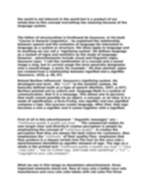 Solution Coca Cola Advertisement Semiotic Analysis Structuralism