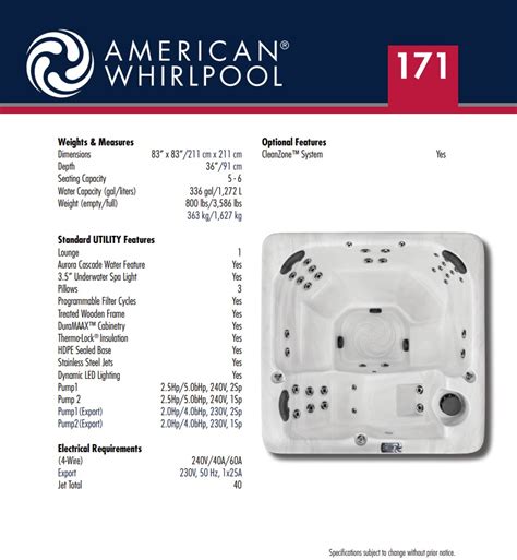 American Whirlpool 171 Hot Tub Platinum Spa St Cloud Minnesota
