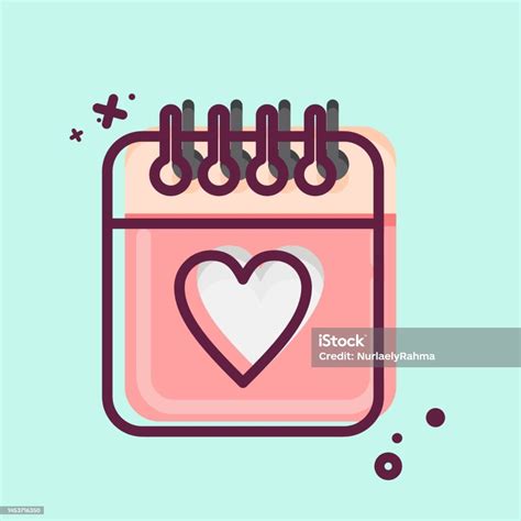 Icône Calendrier Lié Au Symbole De La Saintvalentin Style Mbe