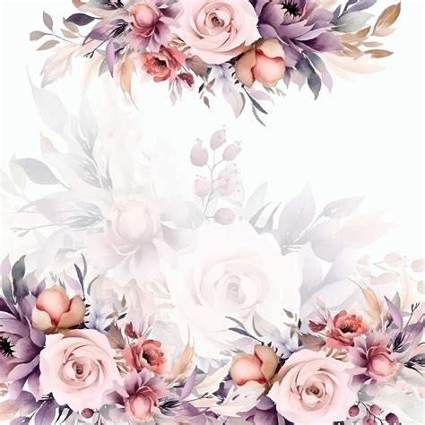 Wedding Invitation Template Set With Romantic Floral Border And Gold
