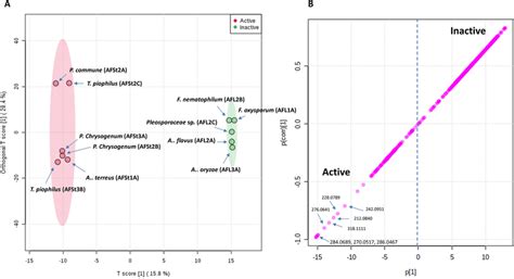 Opls Da Score Plot A Along With Its S Plot Illustrating The Masses Of