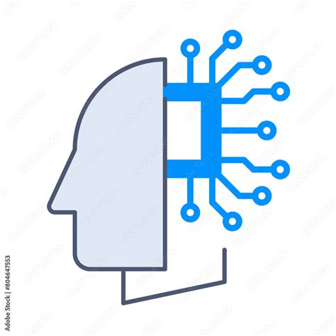 Modern Machine Learning Icon Illustration With Human Head With
