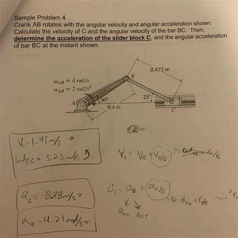 Solved Sample Problem 4 Crank AB Rotates With The Angular Chegg