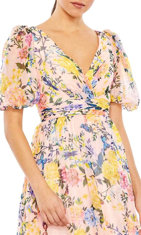 Mac Duggal 68247 Floral Chiffon Formal Dress Couture Candy