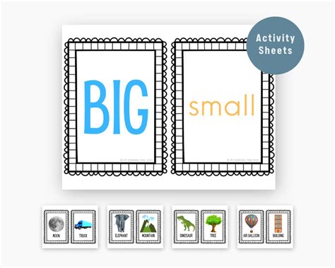 Printable Big Vs Small Flash Cards Etsy Canada