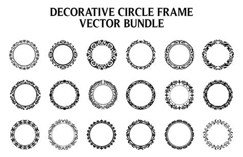 Vintage Decorative Ornamental Circle Frame Vector Set Round Vector