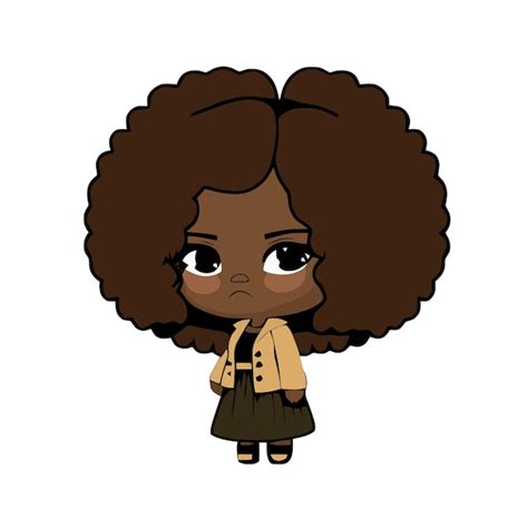 Un dessin animé d une fille aux cheveux bouclés Vecteur Premium