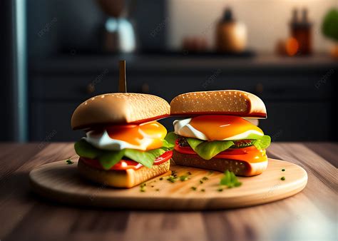맛있는 버거 야채 버거 햄버거 3d 렌더링 샌드위치 배경 일러스트 및 사진 무료 다운로드 Pngtree