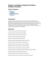 Investigate A Dataset Jupyter Notebook Pdf Project Investigate A Dataset The Movie Database