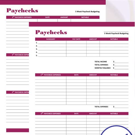 5 Free Budget By Paycheck Worksheets Master Your Money
