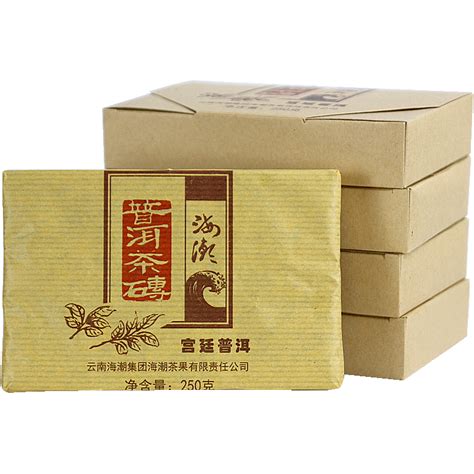 海潮宫廷普洱茶熟茶砖云南普洱熟茶特级金芽陈香醇正绵滑250g盒装 虎窝淘
