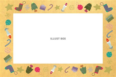 無料イラスト クリスマスフレーム 金