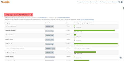 how to install a language pack in moodle