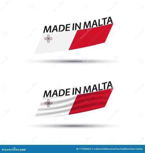 Duas Bandeiras Do Vetor Malta De Cor Moderna Isoladas Em Faixas Brancas