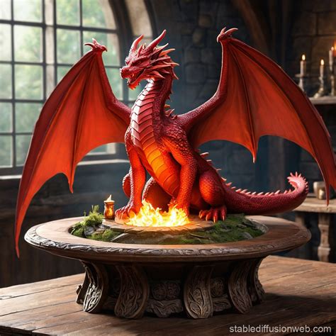 Medieval Wizards Table With Dragon Stable Diffusion Online