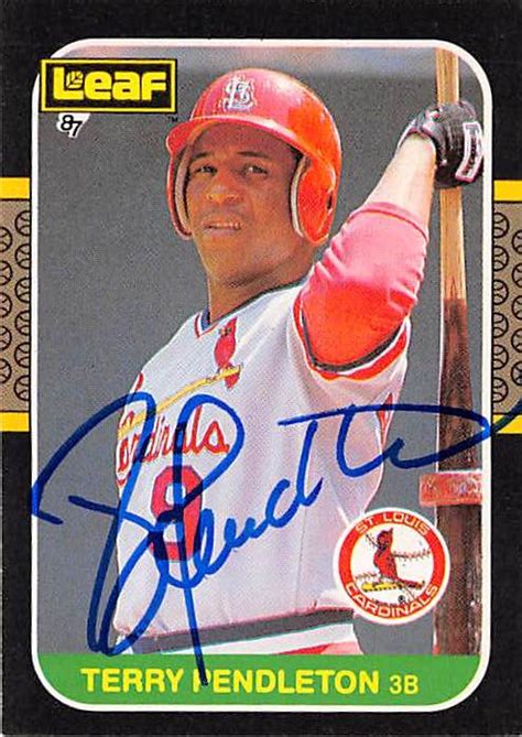 Terry Pendleton Autographed Baseball Card St Louis Cardinals 1987