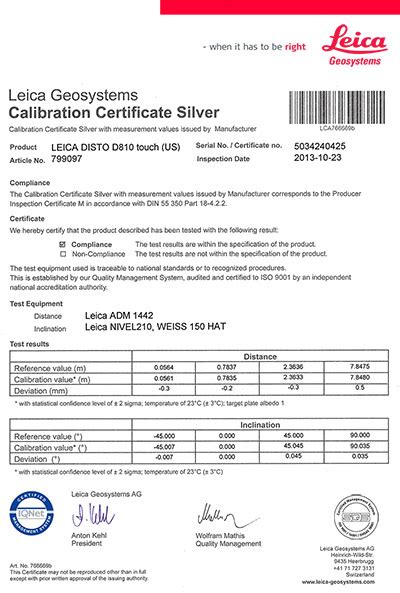 Nist Traceable Certificate