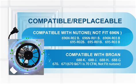 Upgrade 50cfm Fan Compatible With Nutone 696n R02 B Unit