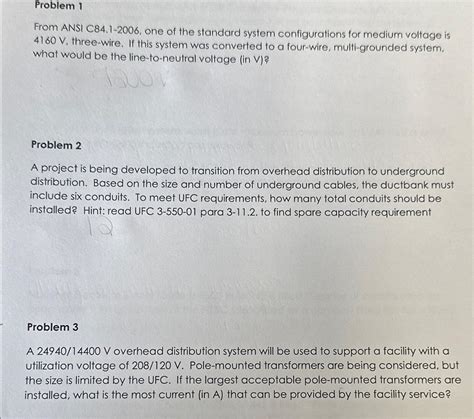Solved Problem 1from Ansi C84 1 2006 ﻿one Of The Standard
