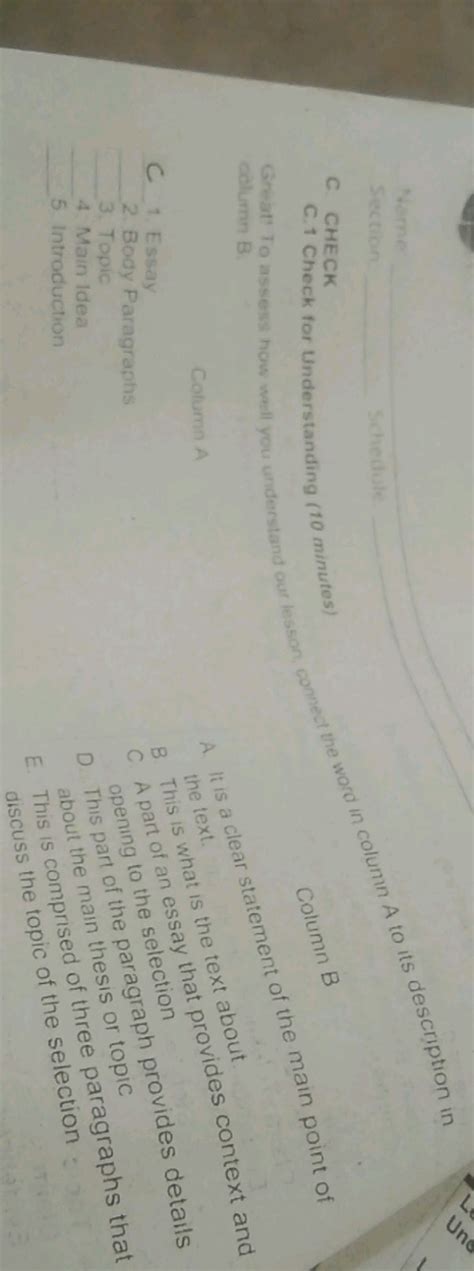 Name Section Schedule C CHECK C 1 Check For StudyX