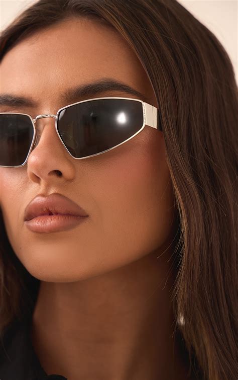 Silver Frame Bug Eye Visor Sunglasses Accessories Plt