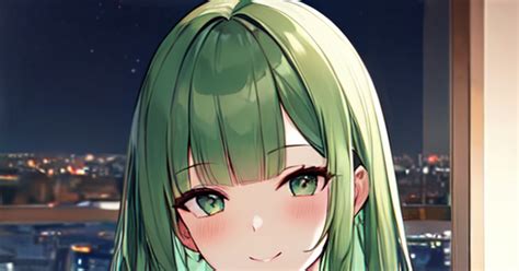 Pixai 緑デカブラ☓緑髪ロングの爆乳お姉さん ユーキヒロ自己紹介読んでのイラスト Pixiv