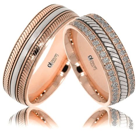 Verighete Atcom Lux Personalizate Nura Aur Roz Cu Alb