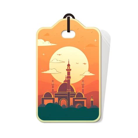 Lovely Eid Mubarak Luggage Tag Isolated On White Background Premium