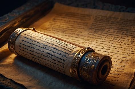 Ancient Scroll With Glowing Inscriptions Premium Ai Generated Image