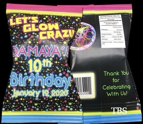 Neon Glow Inspired Party Favor Chip Bags The Brat Shack Ny