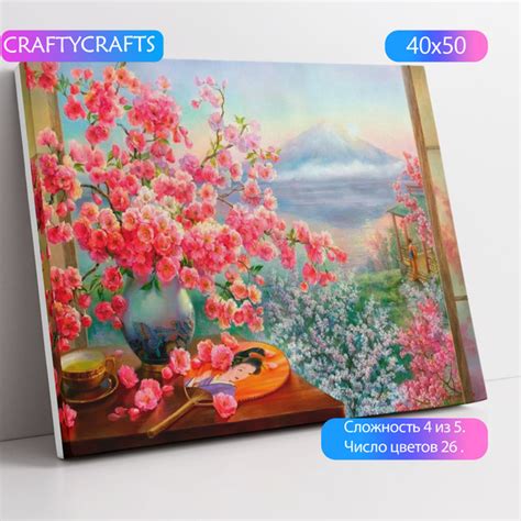 Картина по номерам Colibri Букет сакуры 40х50 см с настенным креплением Холст на подрамнике