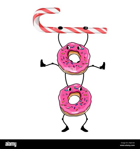 Hanging Donuts Characters Design Vector Illustration Stock Vector Image