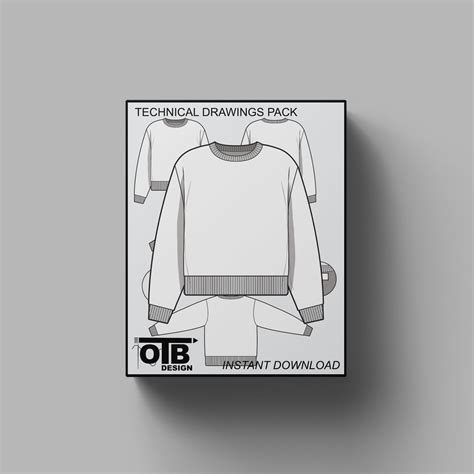 Cropped Crewneck Sweater Flat Vector Technical Drawing Illustration