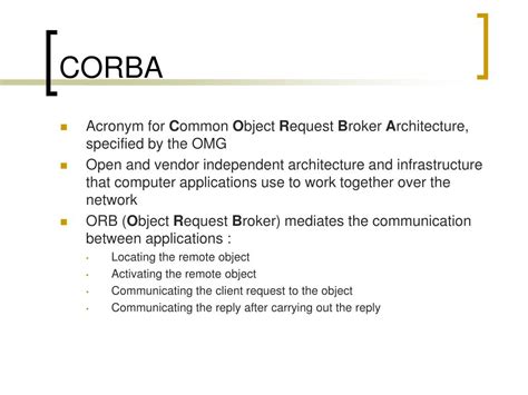 ppt distributed computing comparison of corba and web services