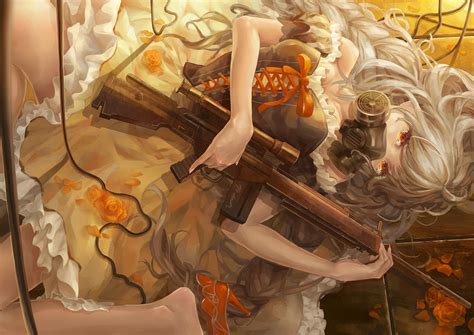 900930 Anime Red Eyes Gas Masks Anime Girls Baec Horns Silver