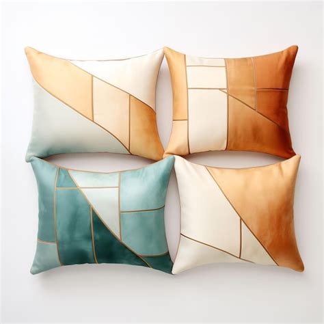 Premium Ai Image A Set Of Three Pillows With A Brown And Orange Design