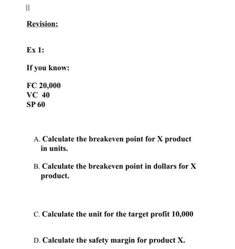 Solved Revision Ex If You Know Fc Vc Sp Chegg