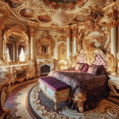 Rococo Gold And Purple Bedroom
